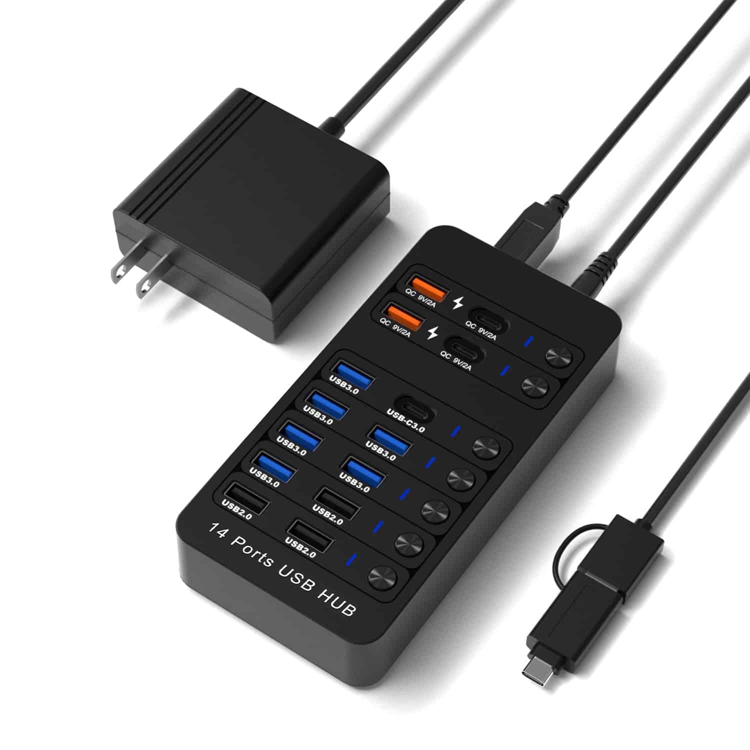 Hub USB con alimentación, Arector 14 Puertos Hub divisor – Lapson México