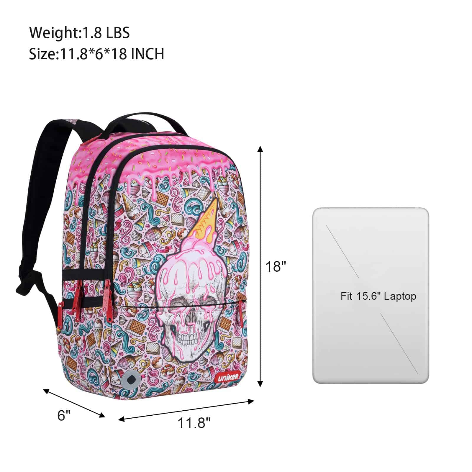Mochila Graffiti UNIKER, Patrón de Helado, Mochila Escolar – Lapson México
