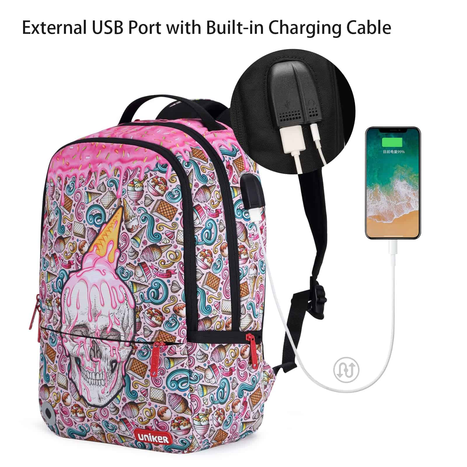 Mochila Graffiti UNIKER, Patrón de Helado, Mochila Escolar – Lapson México