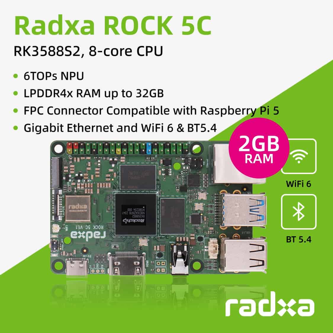 Radxa Rock 5C(Lite) RK3588S2, 8-core CPU -k 5C 2GB) – Lapson México