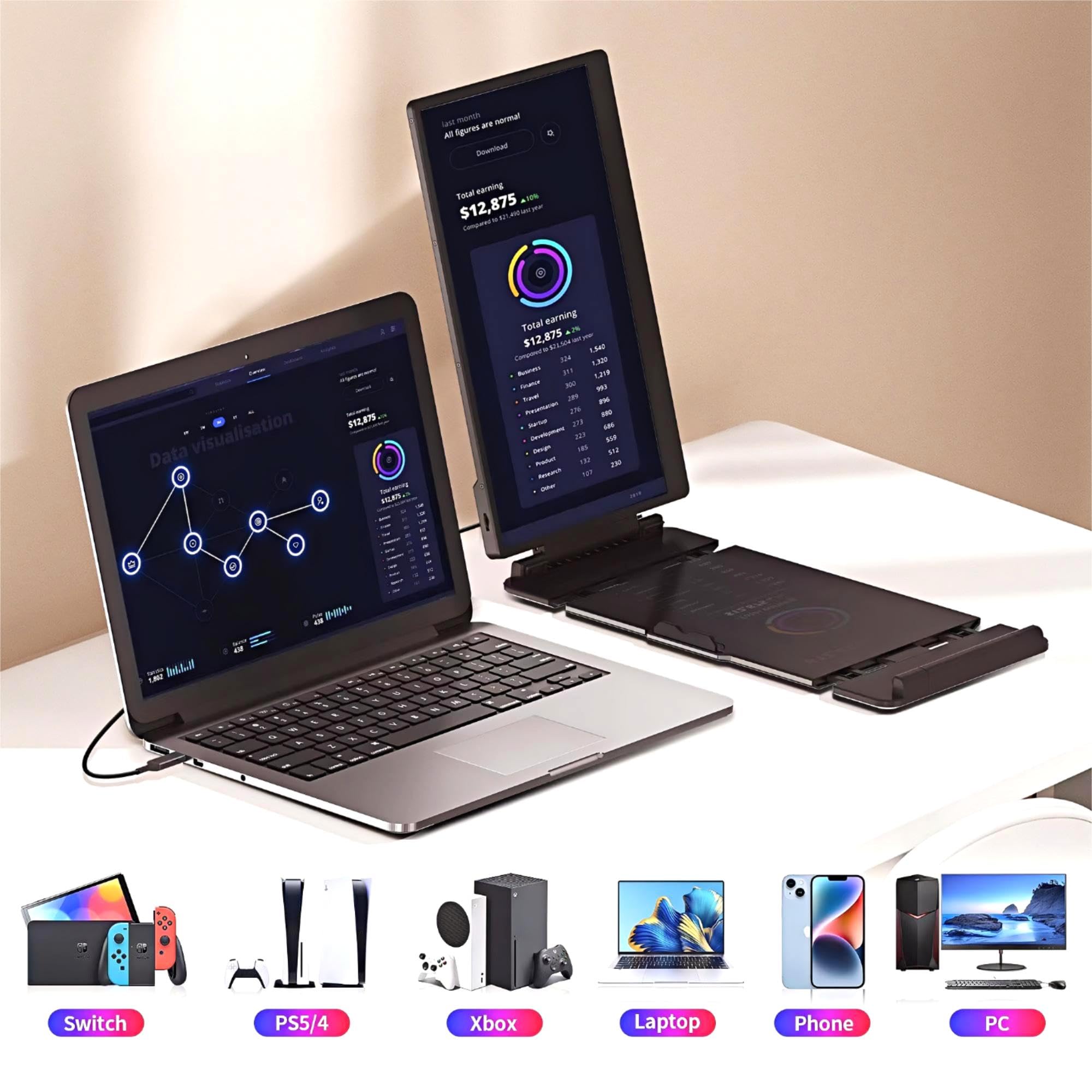 Extensor de Pantalla para Laptop, Monitor Portátil Dual, – Lapson México